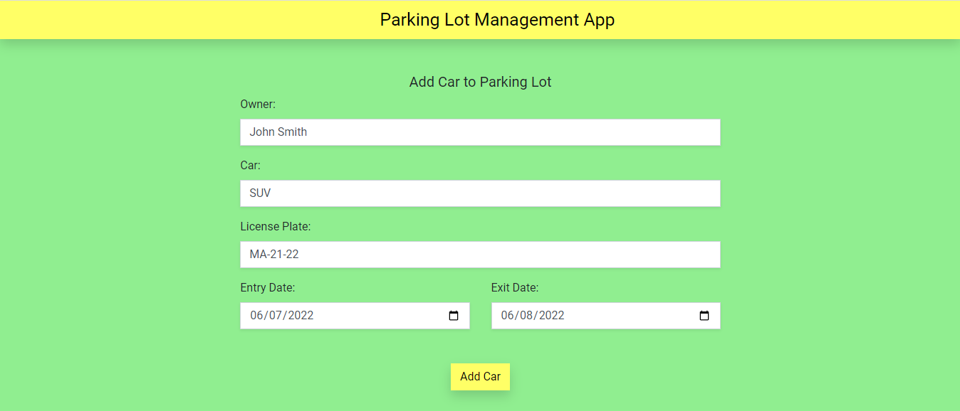 Parking Lot Management App In Javascript Free Source Code Sourcecodester
